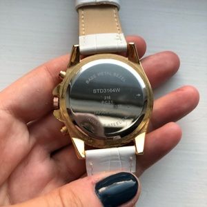 Studio Time | Accessories | Rose Gold White Leather Studio Time Watch ...